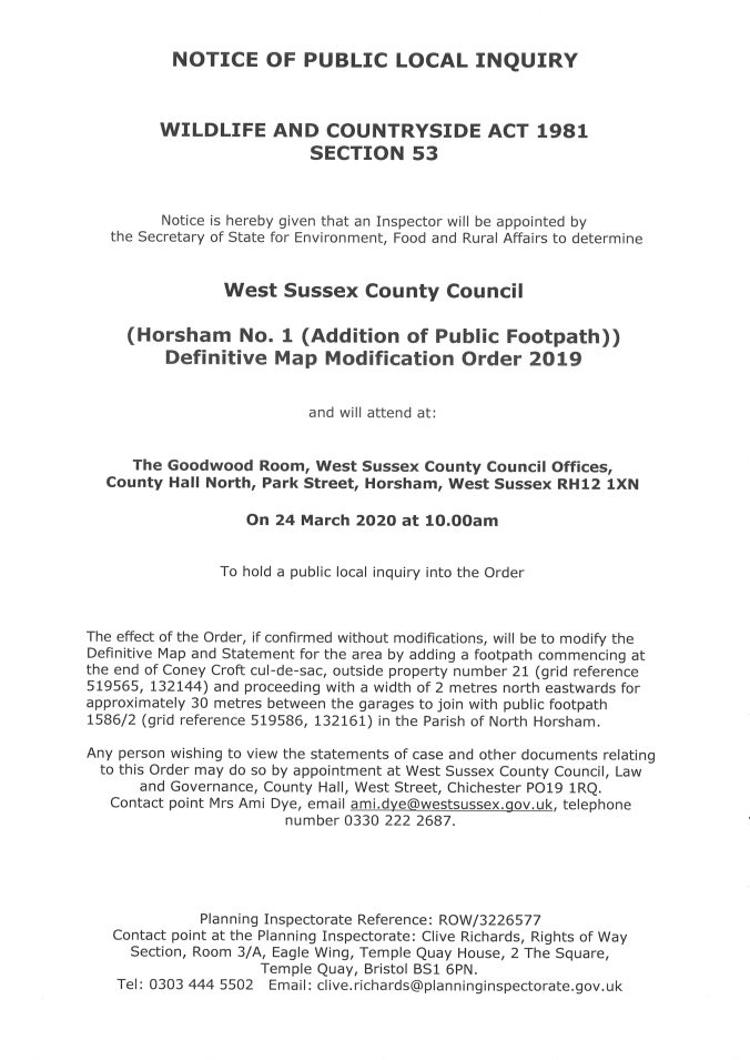 Public Inquiry – Definitive Map Modification Order (DMMO) for Coney ...